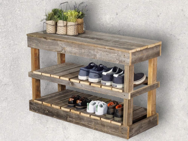 Rustic Wood 2-tier Shoe Rack, Storage Solution, Brown Shoe Organizer ...
