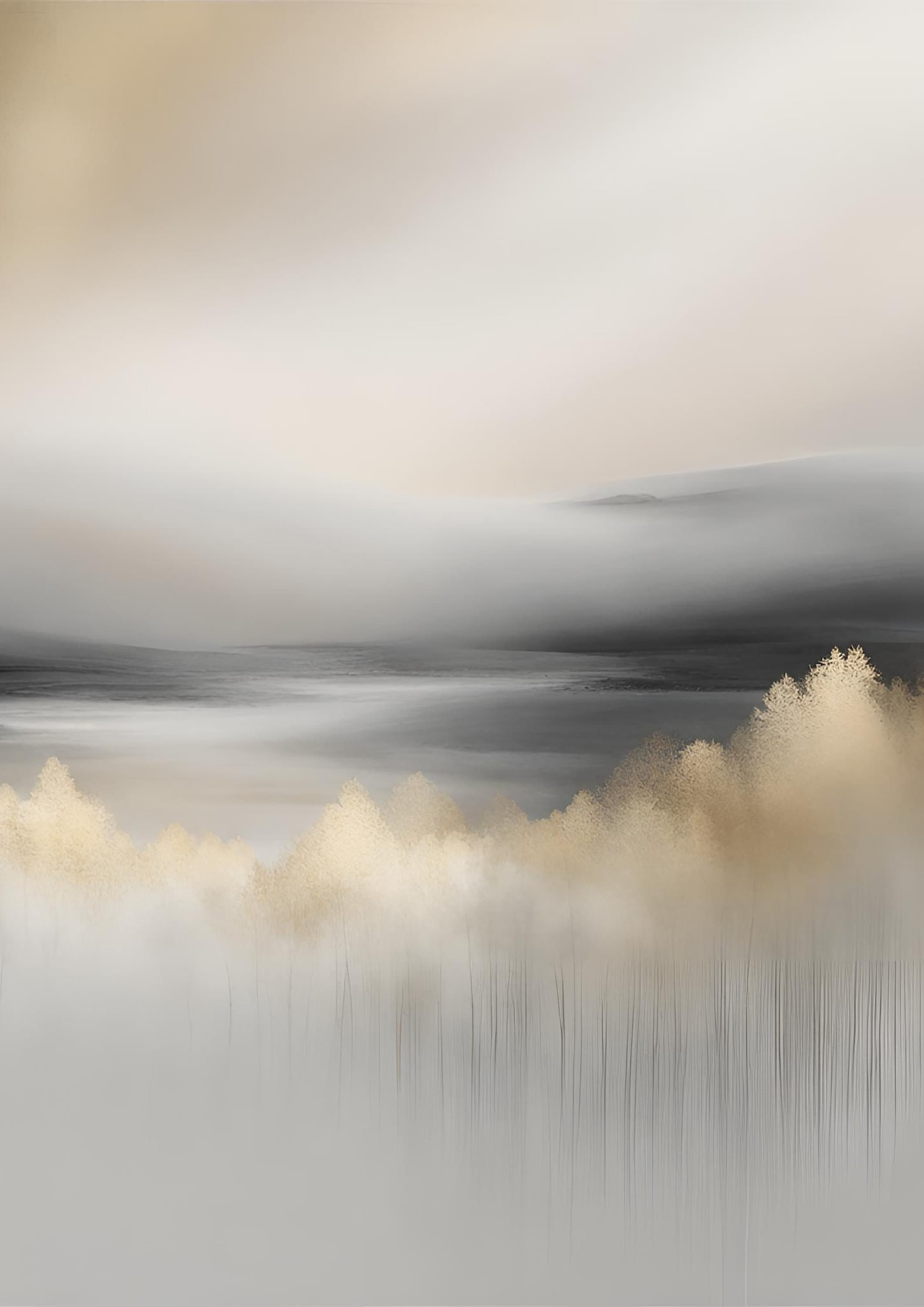 Landscape Scene Abstract Wall Art Poster Canvas Nordic Sea Sky Blended ...