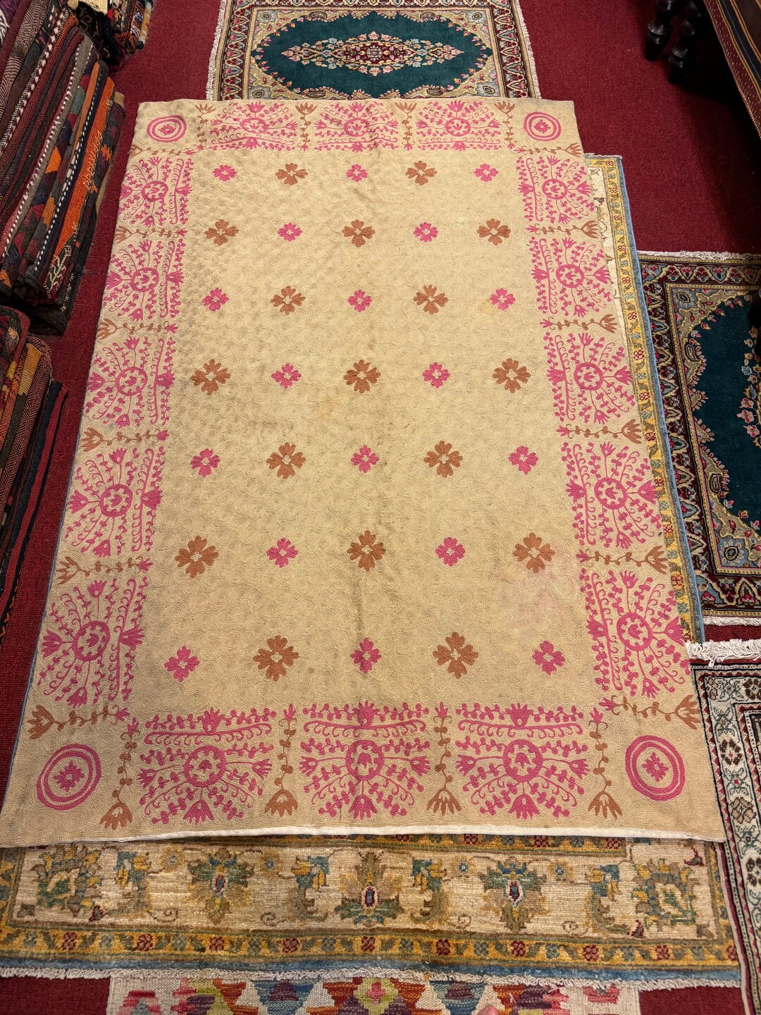 Handmade Vintage Kashmiri Silk Wall Hanging Kashmiri Rug Kasmiri Carpet ...