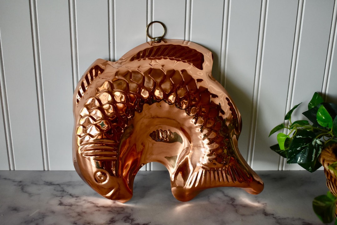 Vintage Decorative Old Dutch Copper Fish Mold, ODI Copper Wall Hanging ...