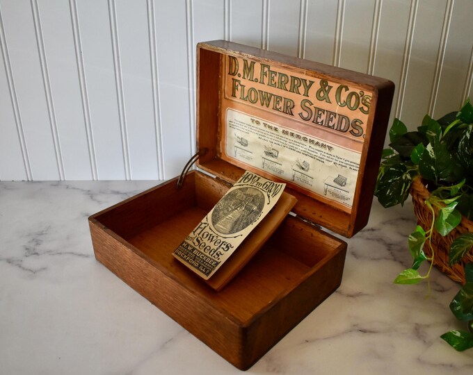 Antique D.M. Ferry Quarter Sawn Oak Merchant's Seed Display Box With ...