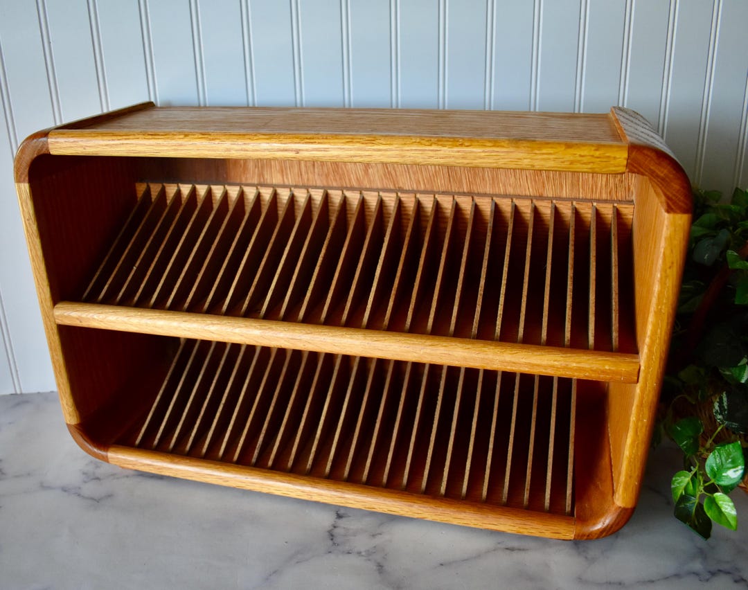 Vintage Golden Oak CD Holder, Retro CD Storage, Two Shelves, Holds 50 ...