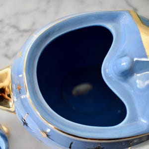 Vintage Hall Blue Teapot With Gold Starburst Designs and Hook Lid, Gold ...