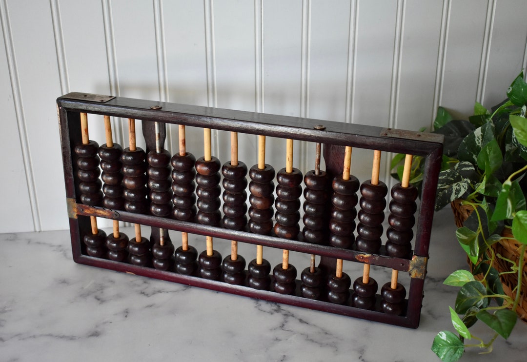 Vintage Wooden Abacus, 13-rod Abacus, Metal Fittings, Dark Reddish ...
