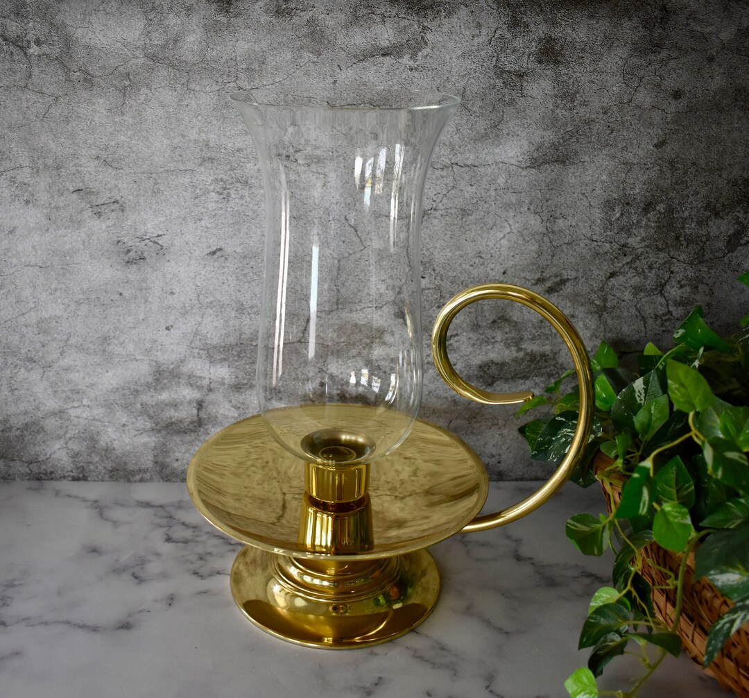 Large Vintage Baldwin Brass Chamberstick Candle Holder With Large ...