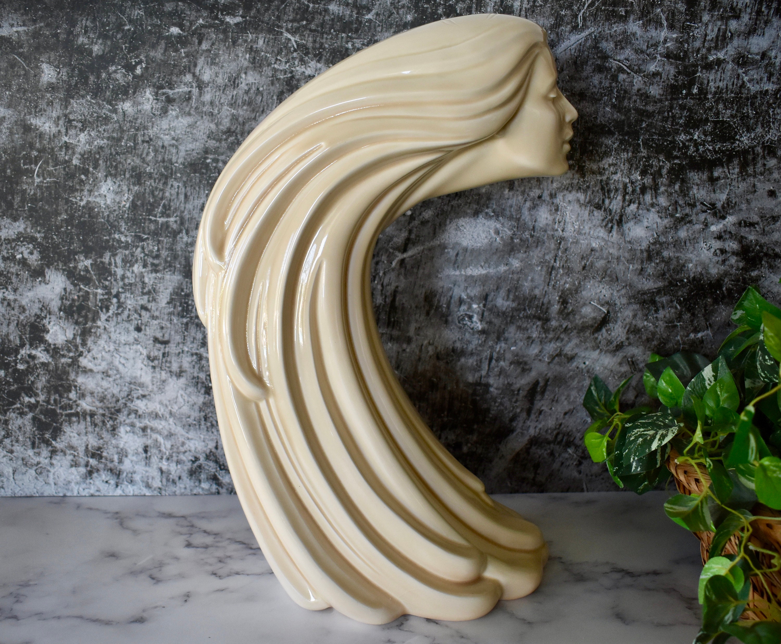 Vintage Ceramic Woman of the Wind Sculpture, Wind Spirit Woman ...