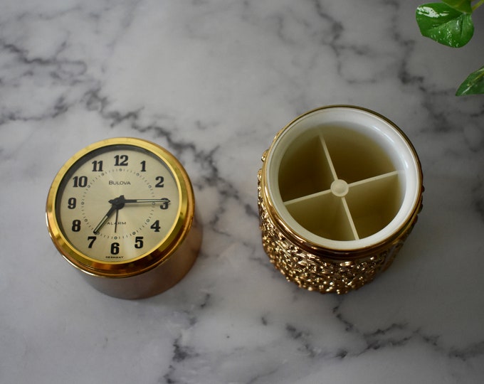 Vintage Bulova Hollywood Regency Alarm Clock With Interior Storage ...