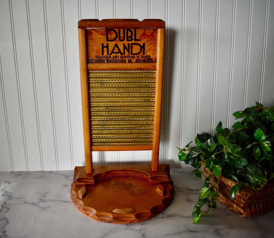 Vintage Dubl Handi Washboard With Wooden Pail/bucket Stand, Vintage ...