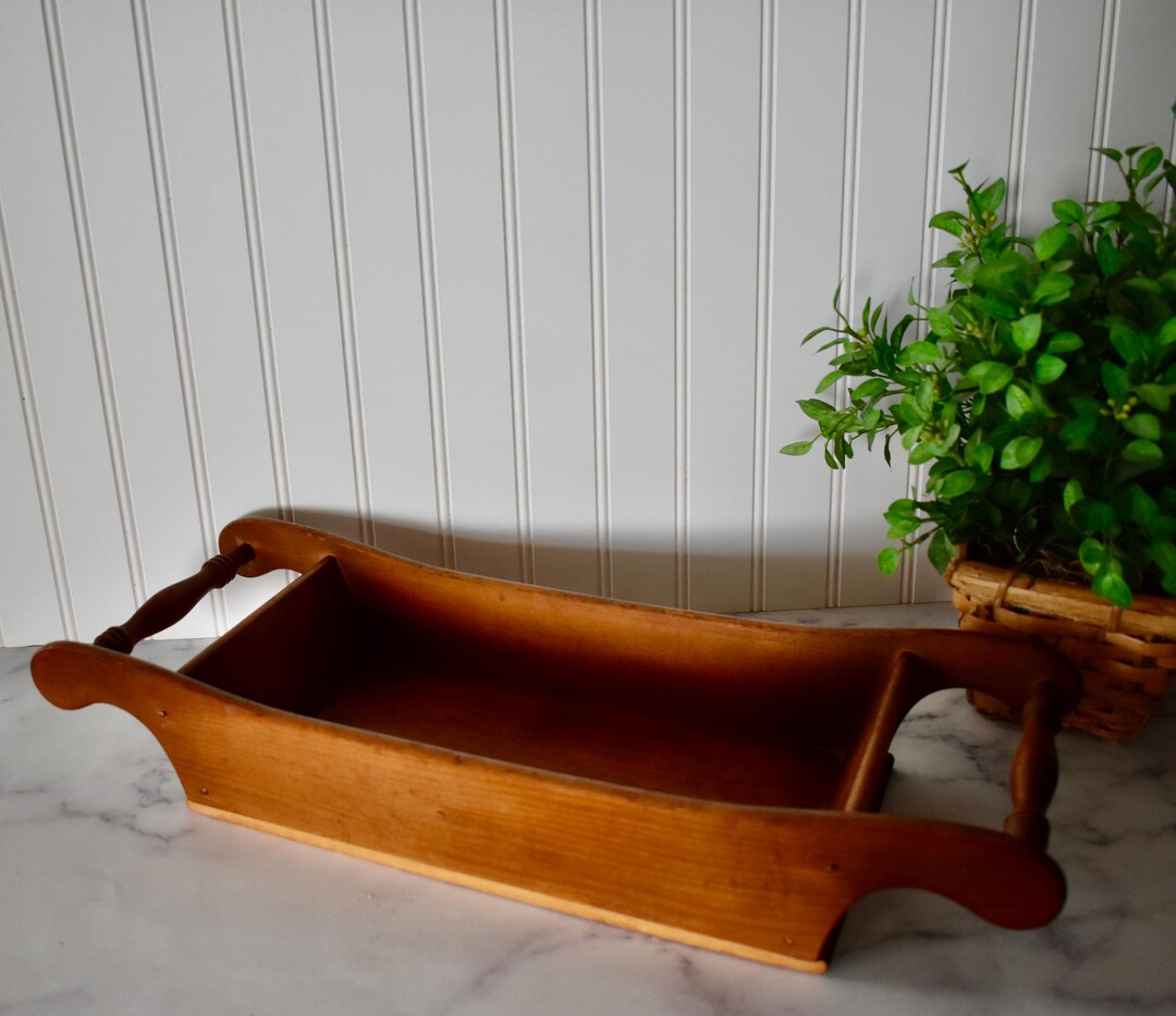 Vintage Wooden Tray With Turned Handles, Woodpecker Woodware Tray, Utensil Holder, Tool Holder ...