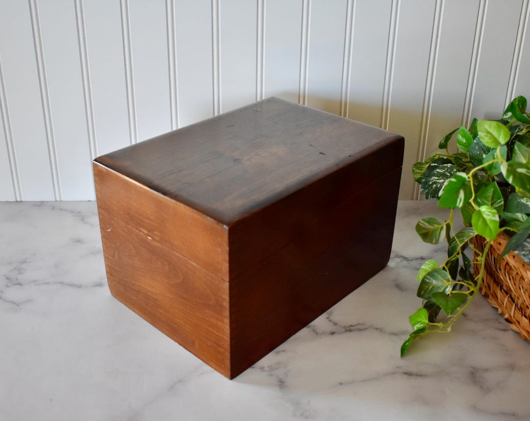 Extra Large Vintage Wooden Recipe/file Box, Wooden Card File With Metal ...