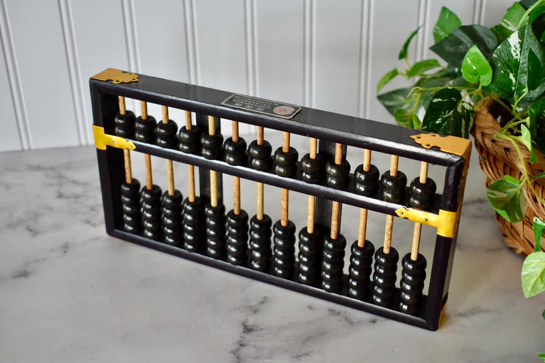 Small Vintage Black Wooden Abacus, 13-rod Abacus, Metal Fittings, Lotus Flower Brand Abacus - Etsy