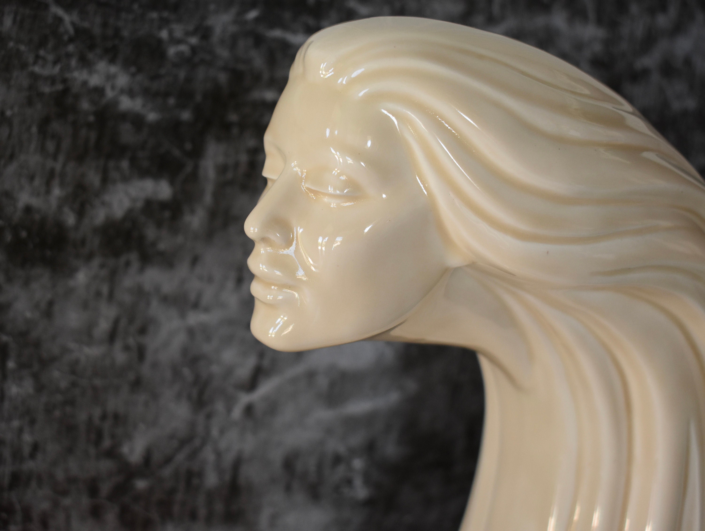 Vintage Ceramic Woman of the Wind Sculpture, Wind Spirit Woman ...