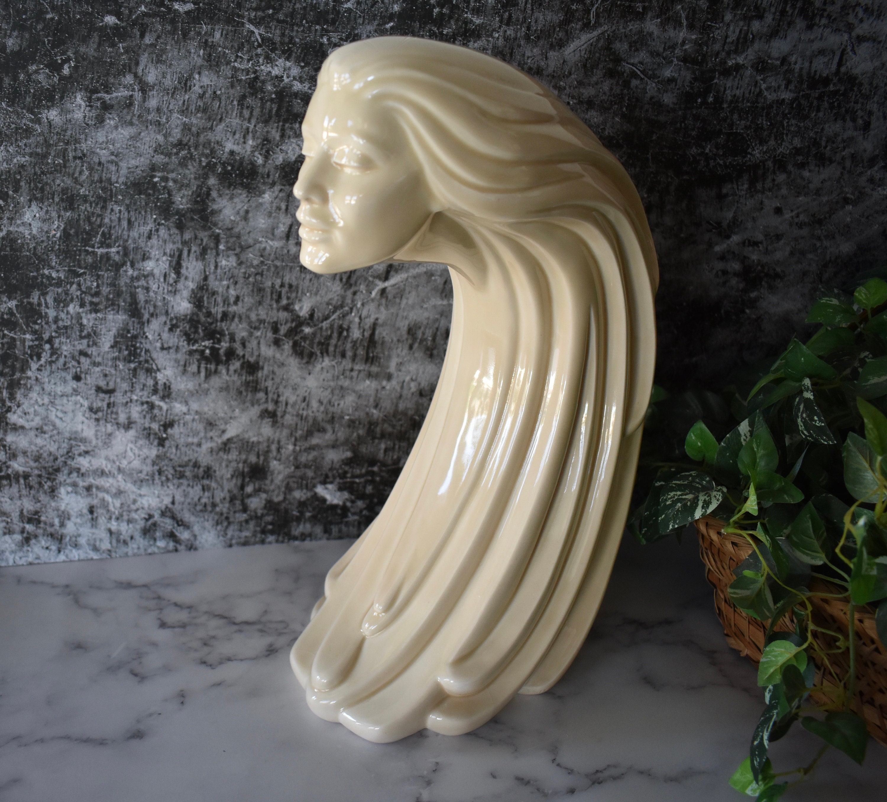 Vintage Ceramic Woman of the Wind Sculpture, Wind Spirit Woman ...