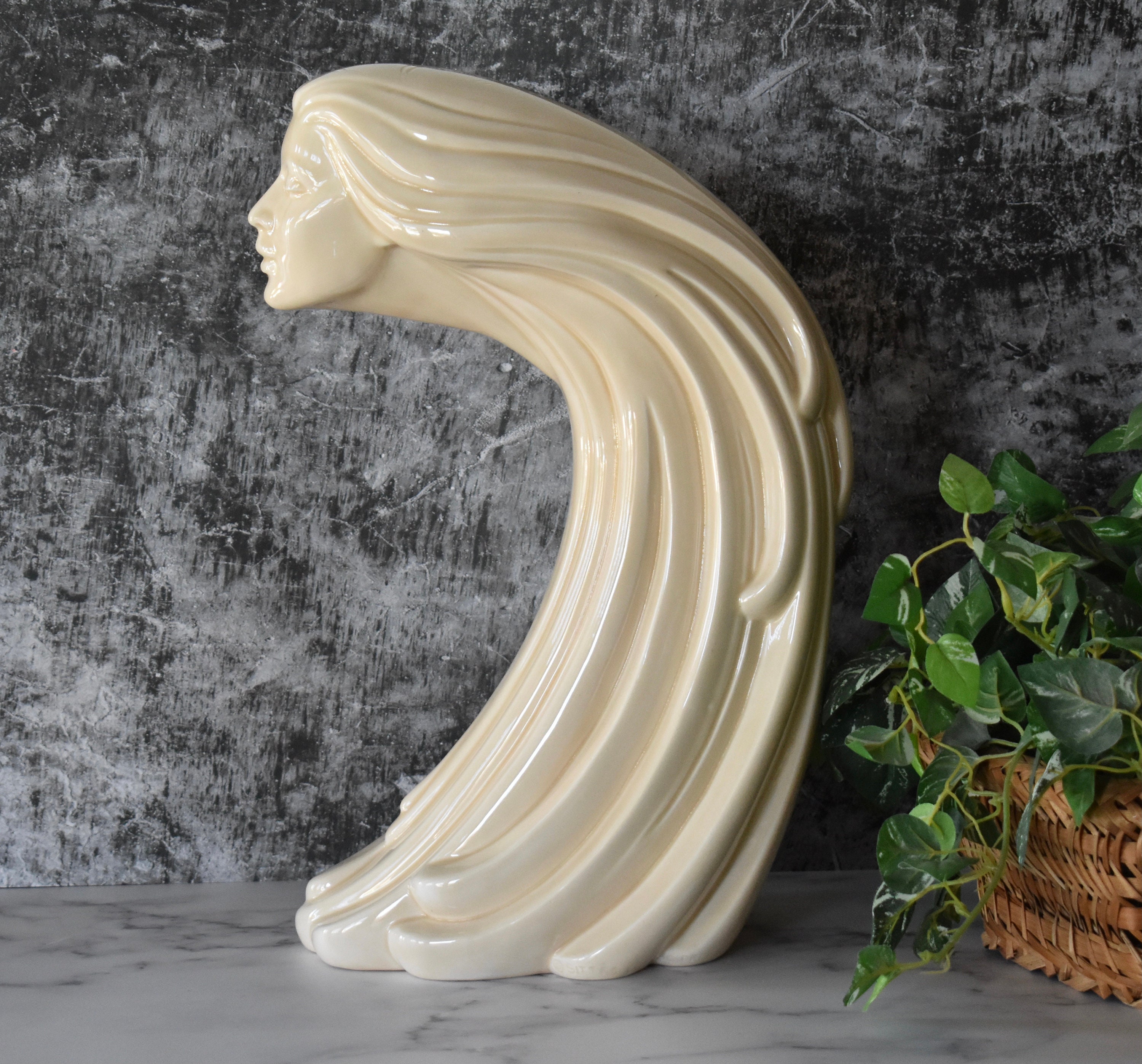 Vintage Ceramic Woman of the Wind Sculpture, Wind Spirit Woman ...