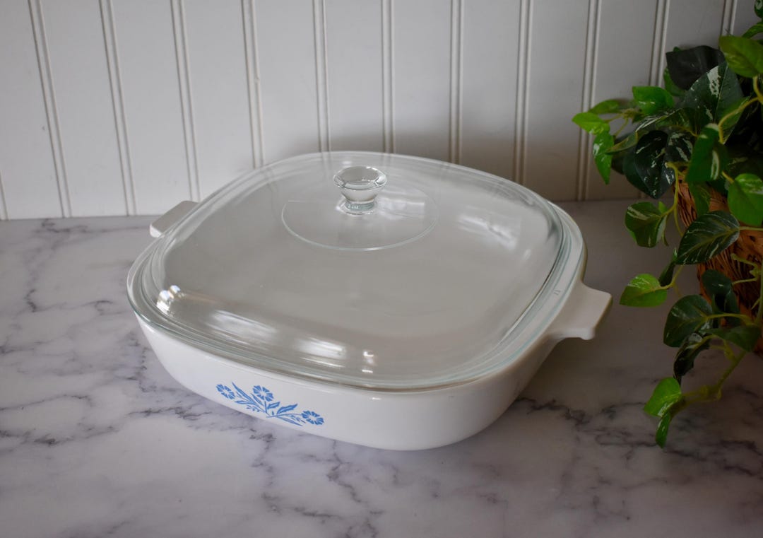 Vintage Corning Ware Blue Cornflower 9.75 Inch Casserole Dish and Glass ...