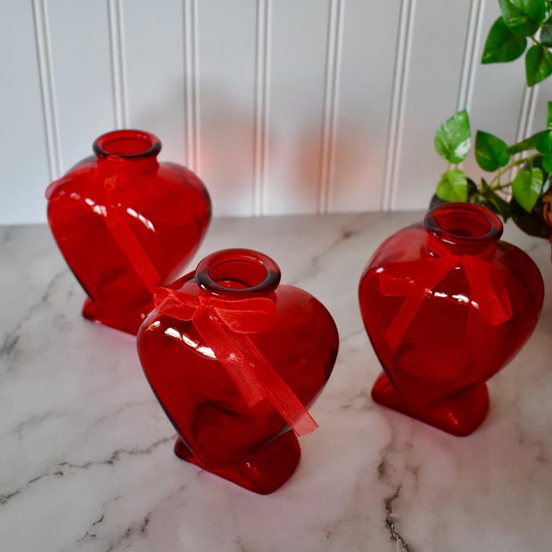 Glass Heart Vase - Etsy