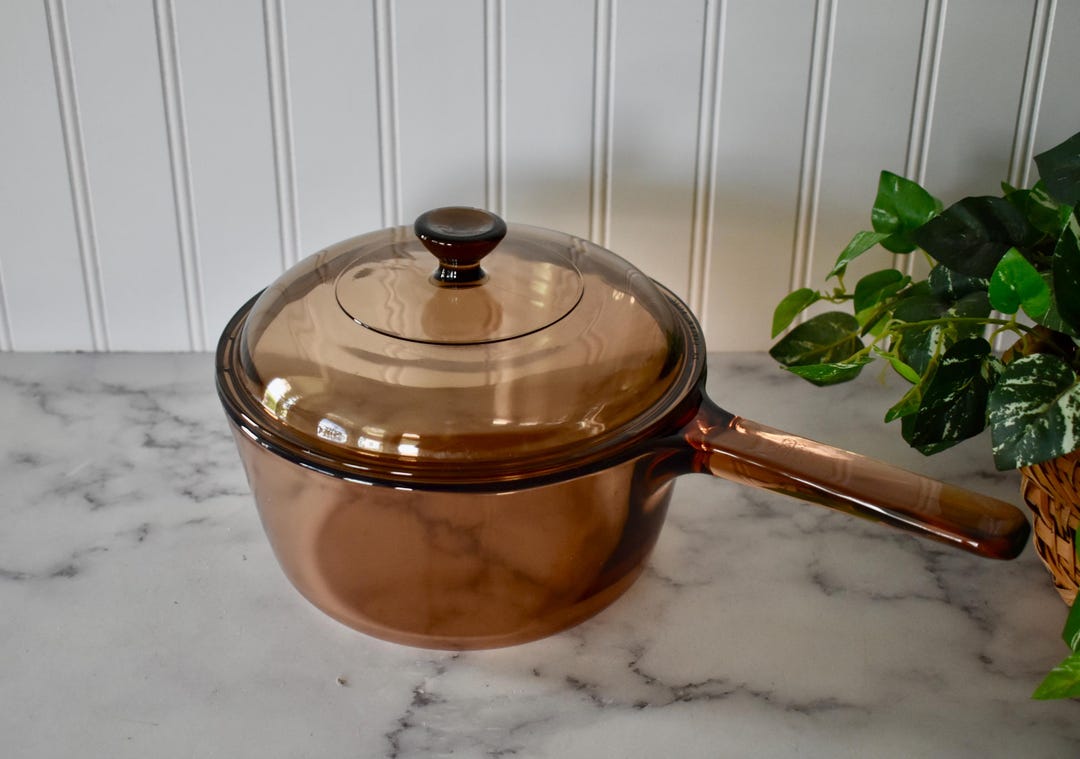 Vintage Corning USA Vision 1.5L Saucepan With Lid, Amber Corning Vision ...
