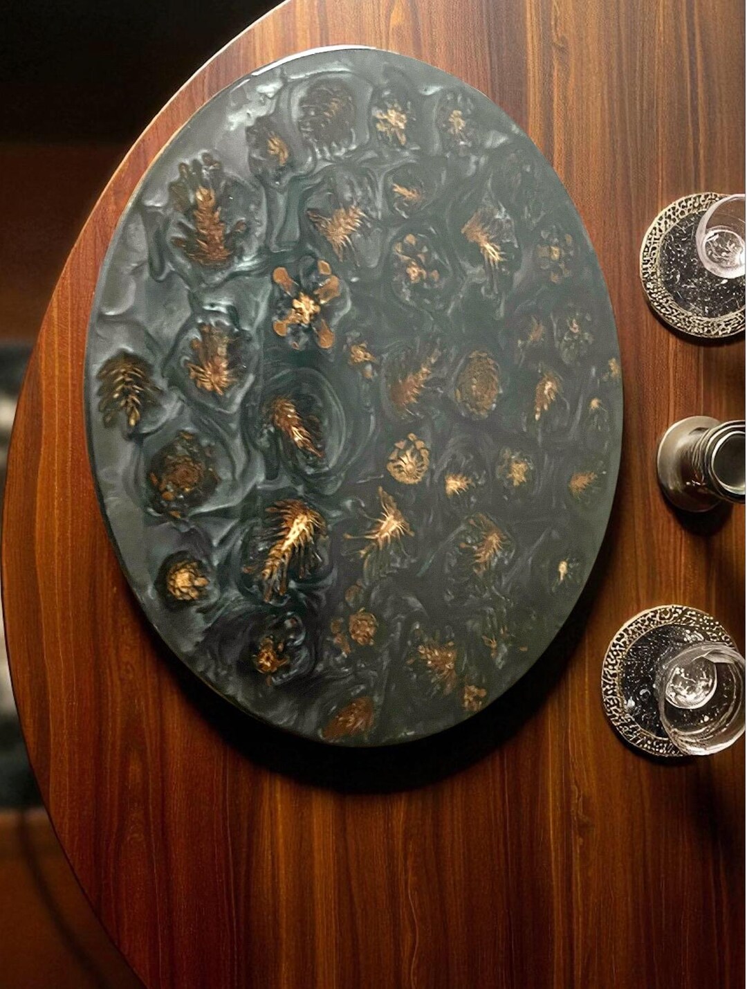 Epoxy and Pine Cone Lazy Susan: Handmade Michigan Art, 19 Inch - Etsy