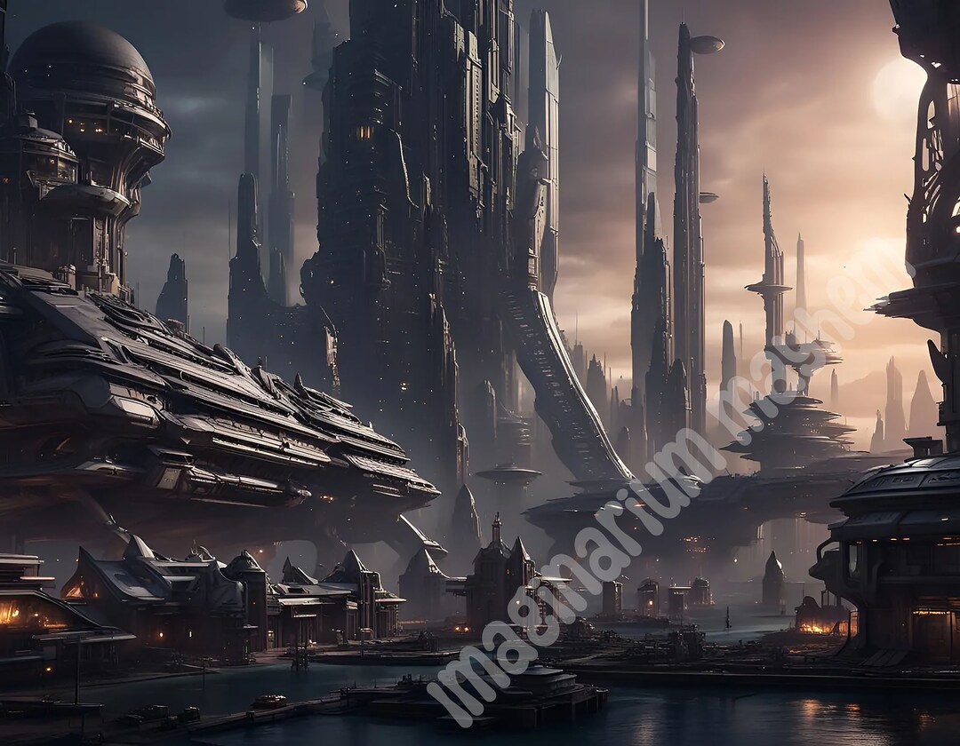 Alien Metropolis: Outworld Cityscape Digital Art Print Extraterrestrial ...