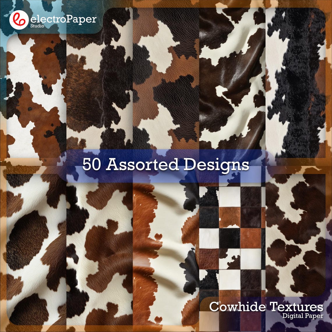 Cowhide Textures - Digital Paper - Seamless Leather, Leather Textures ...