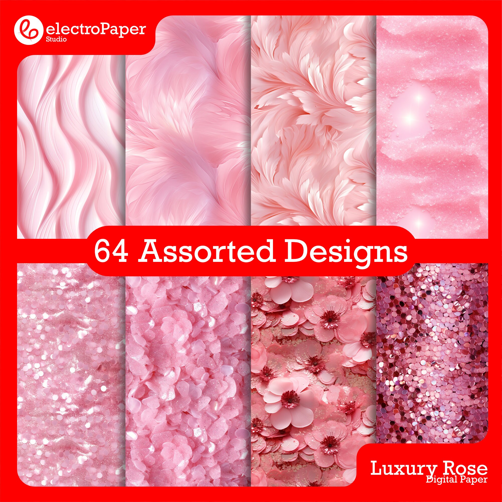 Luxury Pink - Seamless Digital Paper - Tufted Background, Sequin ...