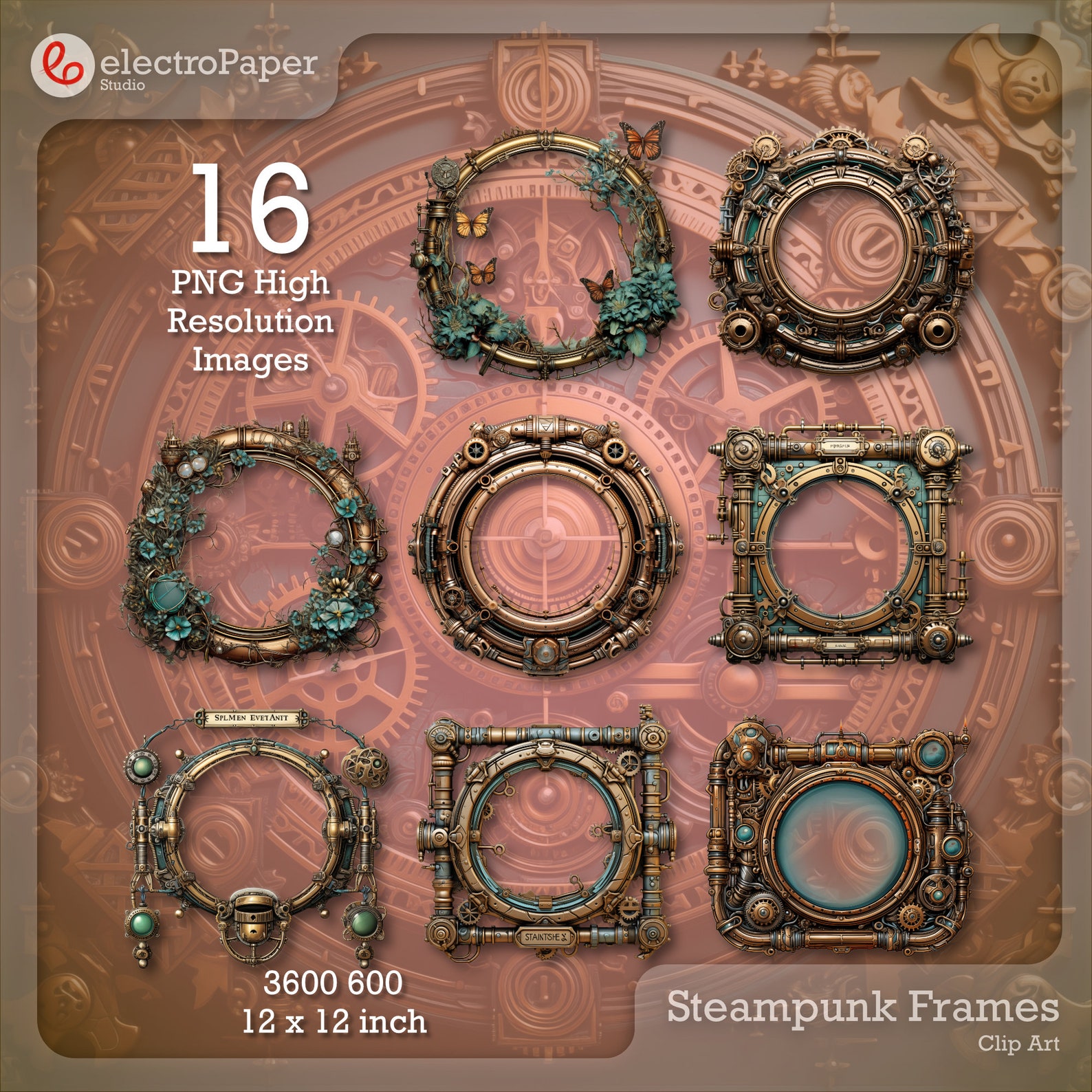 Steampunk Frames Clip Art, Steampunk Graphics, Steampunk Clip Art ...