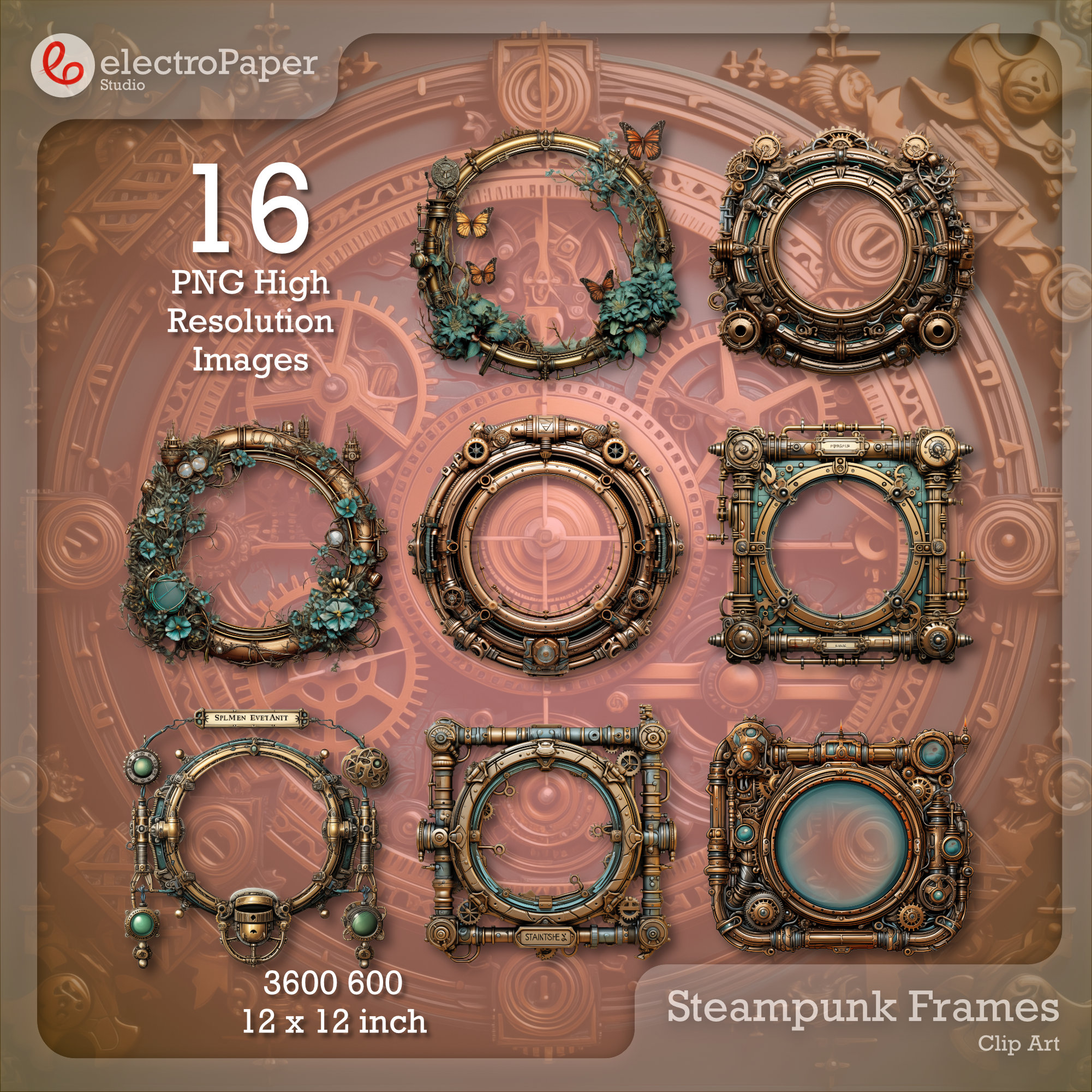 Steampunk Frames Clip Art, Steampunk Graphics, Steampunk Clip Art ...