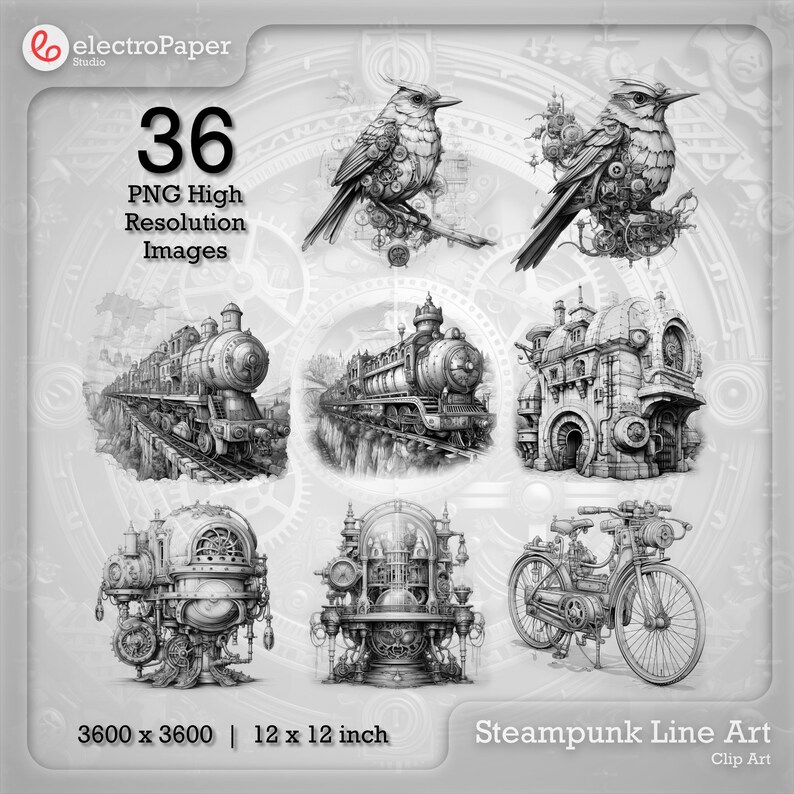 Steampunk Line Art Clipart - Steampunk Graphics, Steampunk Clip Art ...
