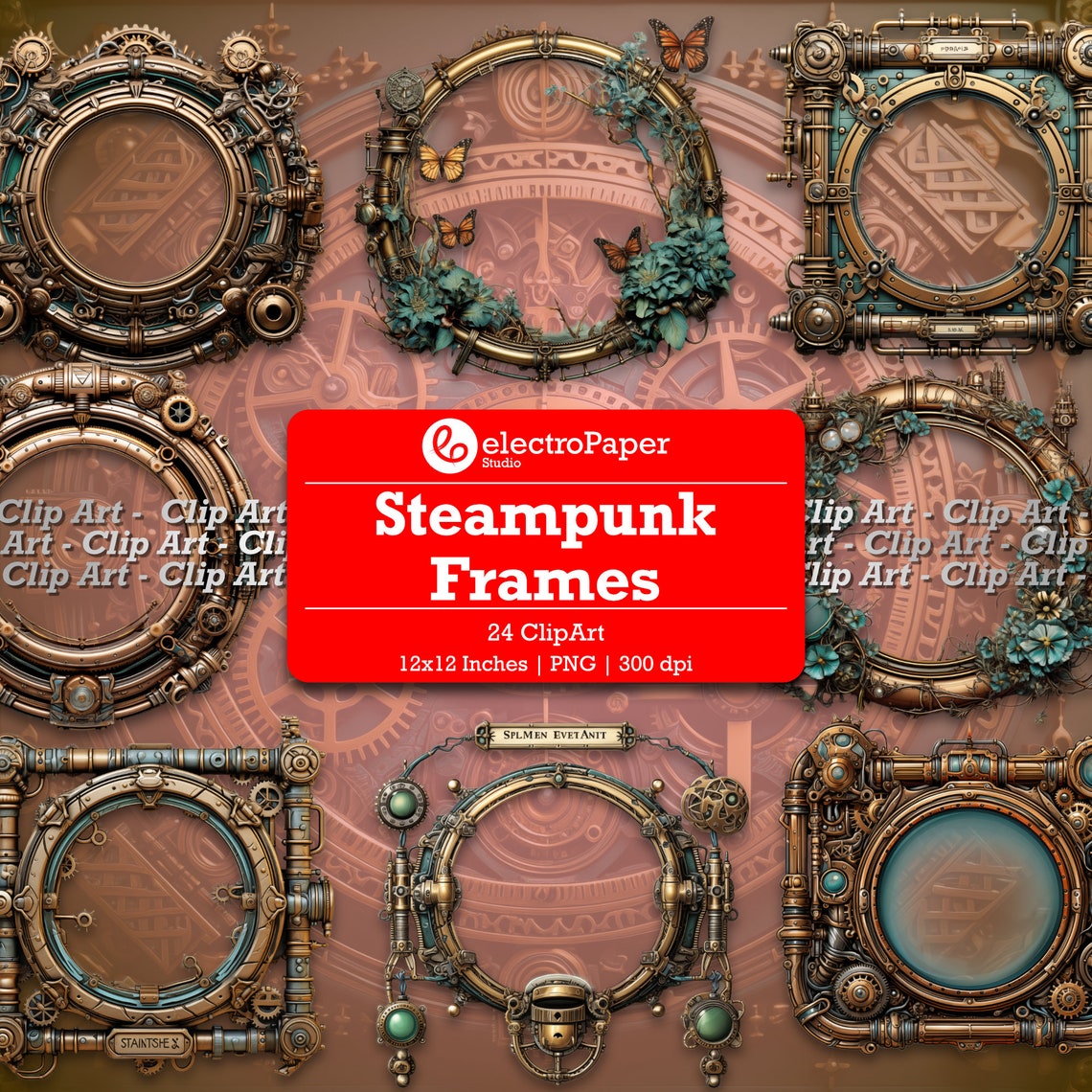 Steampunk Frames Clip Art, Steampunk Graphics, Steampunk Clip Art ...