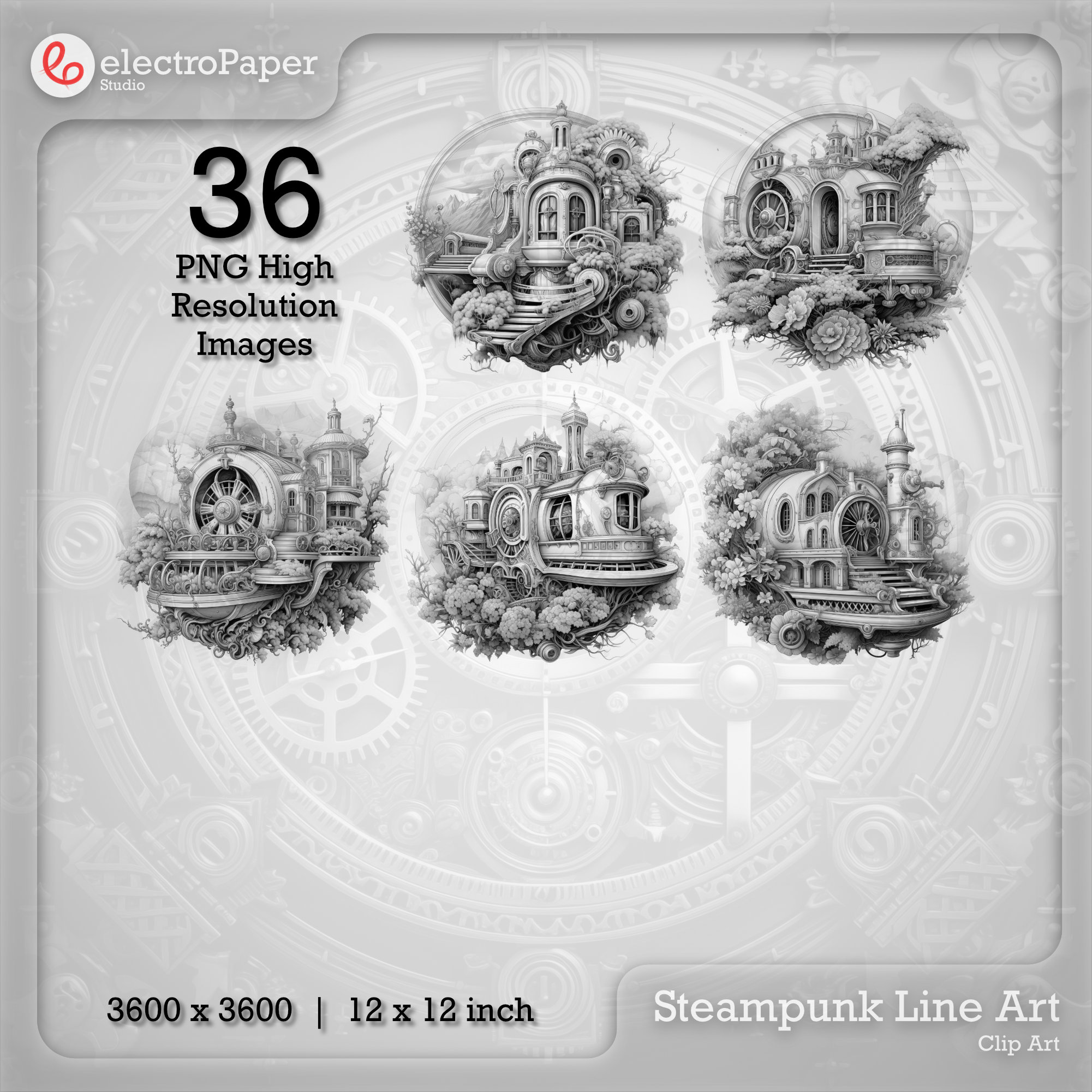 Steampunk Line Art Clipart - Steampunk Graphics, Steampunk Clip Art ...