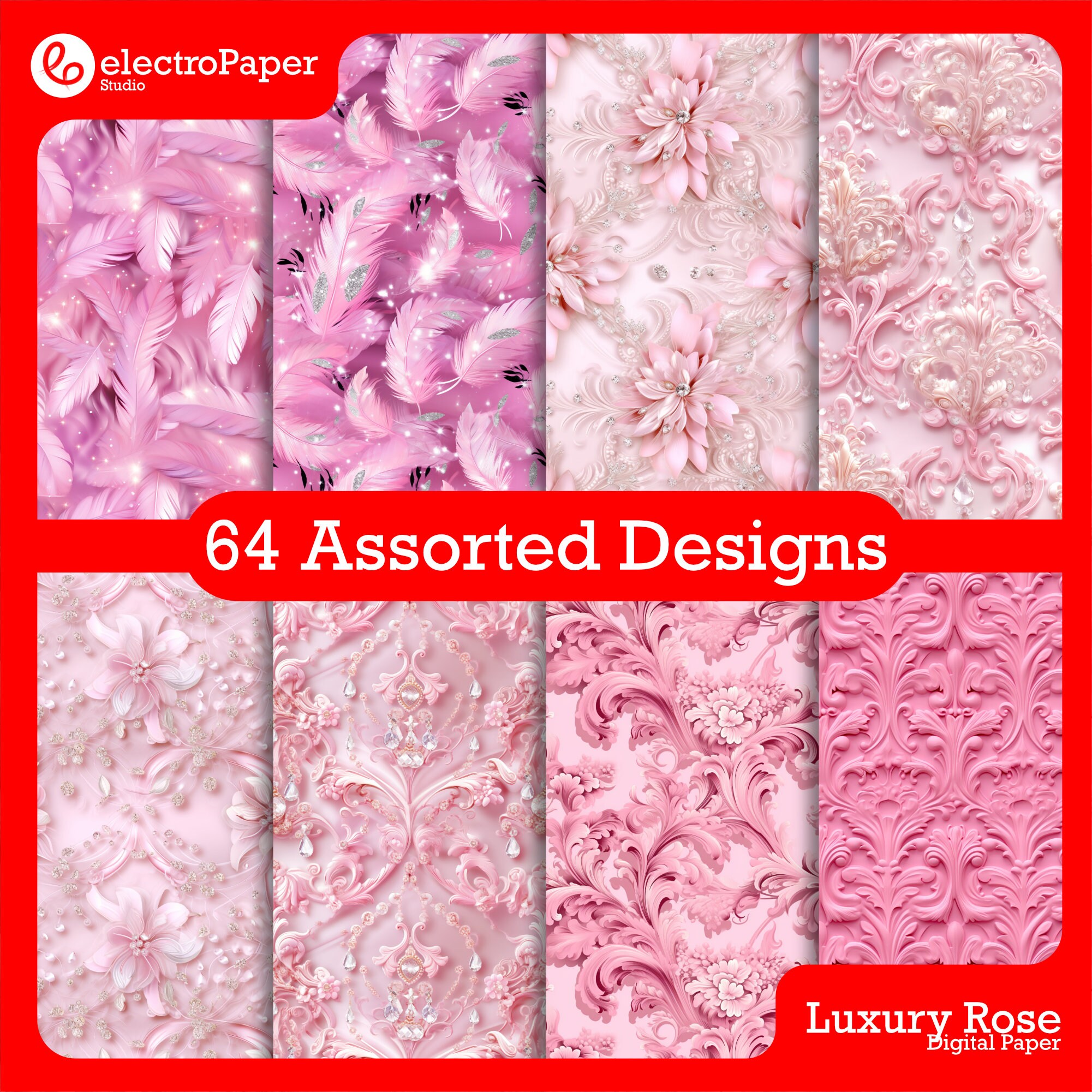 Luxury Pink - Seamless Digital Paper - Tufted Background, Sequin ...