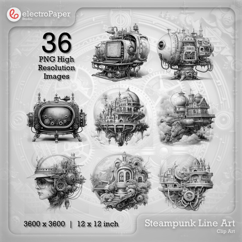 Steampunk Line Art Clipart - Steampunk Graphics, Steampunk Clip Art ...