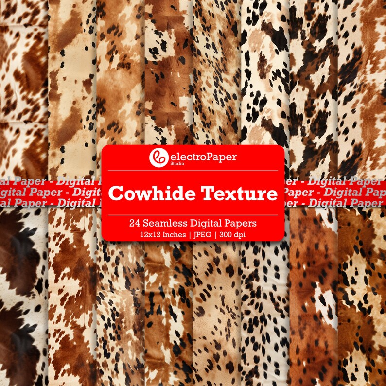 Cowhide Textures Digital Paper Seamless Leather, Leather Textures, Cow ...