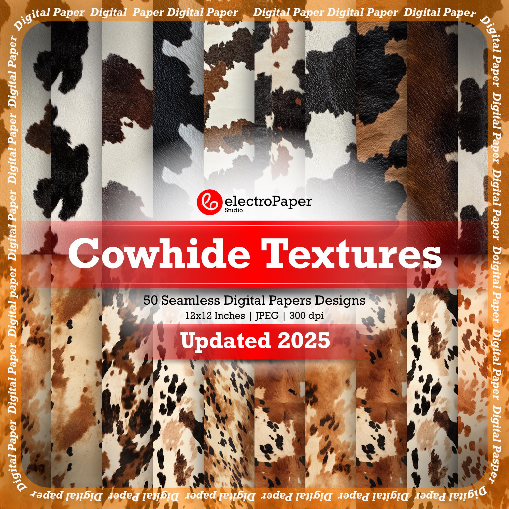 Cowhide Textures - Digital Paper - Seamless Leather, Leather Textures ...