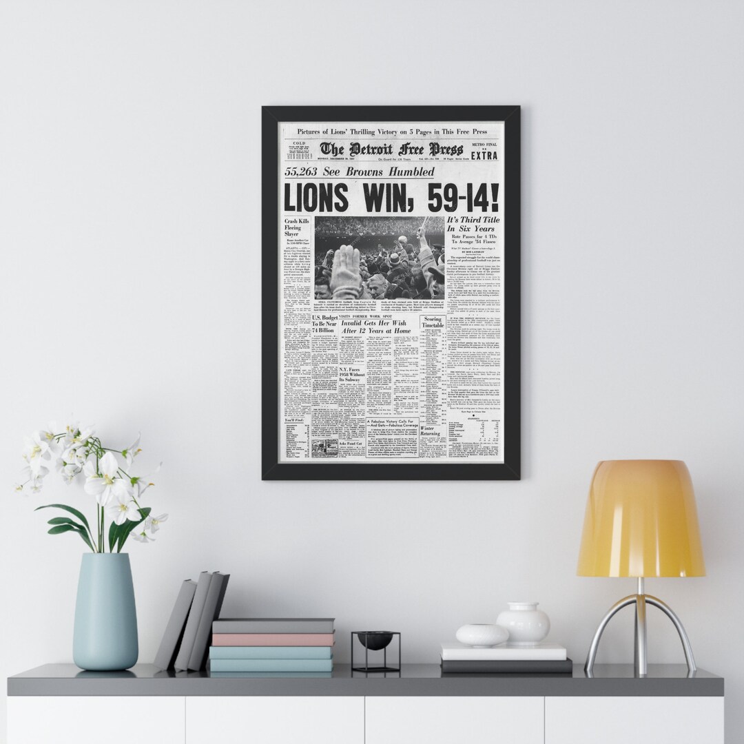 1957 Detroit Lions' Historic Championship Win: 'LIONS WIN, 59-14 ...