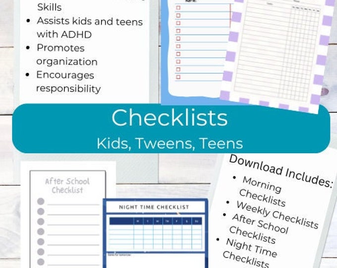 Checklists for Kids, Tweens, and Teens ADHD Prioritized Executive ...