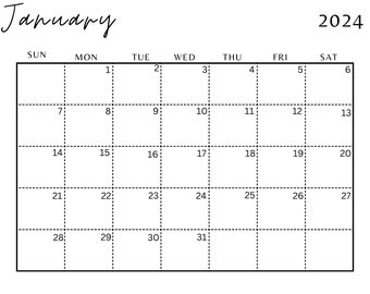 Instant Download Printable Minimalist 2023 2024 Calendar Portrait ...