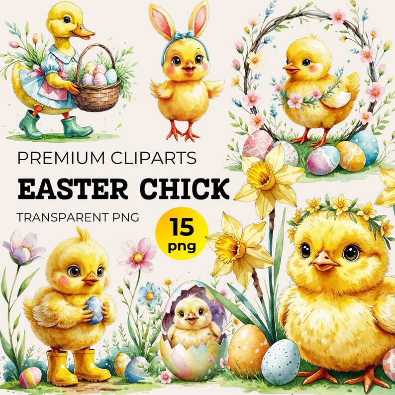 Easter Chick Clipart Pack for Craft & Sublimation, Spring Cute Duck ...