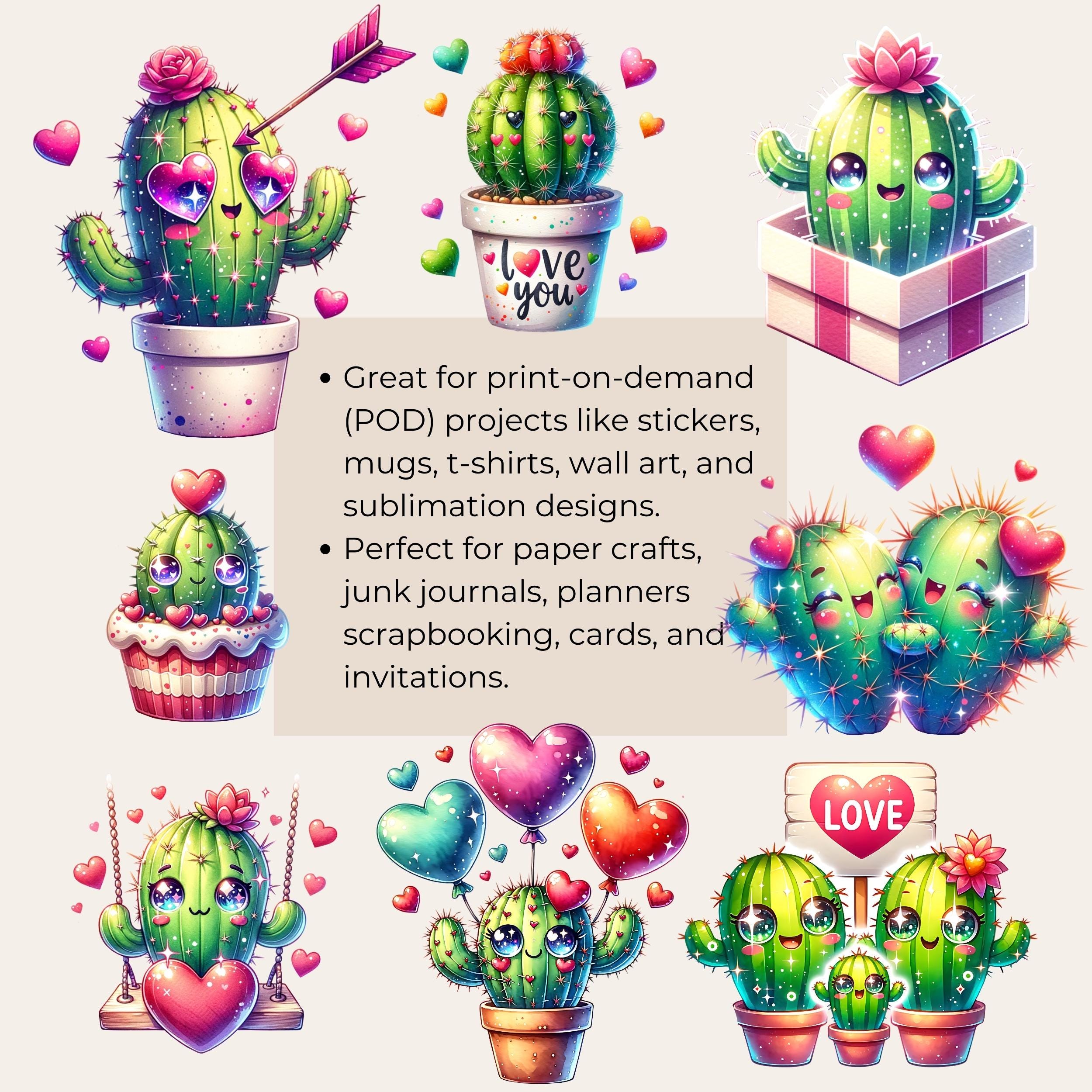 Cute Desert Cactus Clipart, Cacti Graphics in PNG, Commercial Use ...