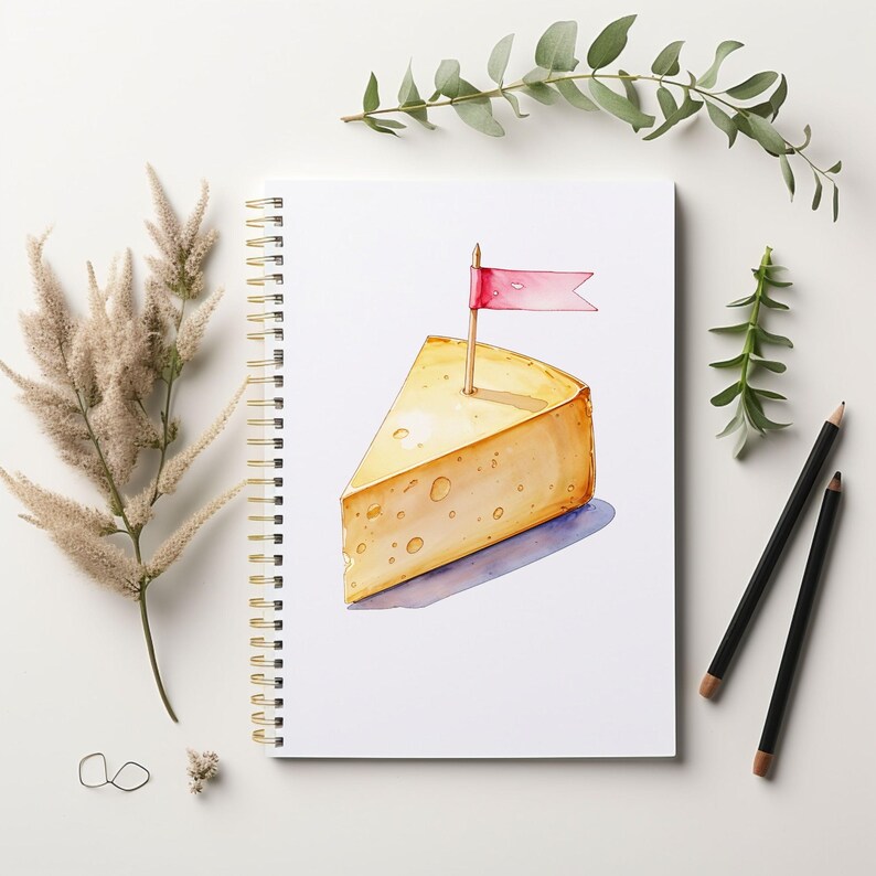 Cheese Clipart Bundle, Watercolor Cheese PNG for Cottagecore DIY Crafts ...