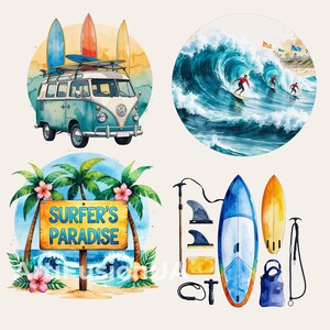 Surfing Clipart Bundle for Scrapbook & Sublimation, Watercolor ...