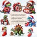 15 Watercolor Christmas Dinosaur Clipart, Christmas Dino Clipart ...