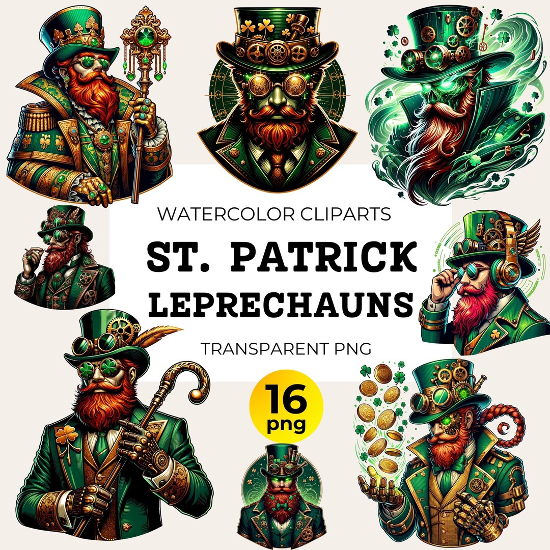St Patrick Steampunk Leprechaun Clipart for Craft, Scrapbooking ...