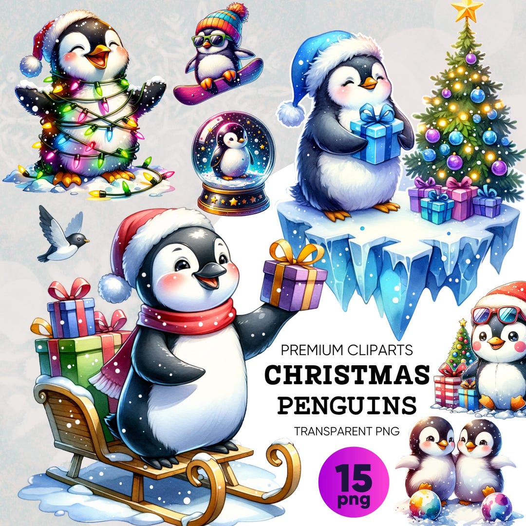 15 Winter Penguin Clipart PNG, Christmas Penguin Clipart, Penguin Lover ...