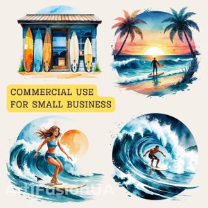 Surfing Clipart Bundle for Scrapbook & Sublimation, Watercolor ...