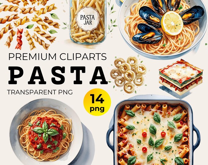 10 Watercolor Pasta Clipart Pack INSTANT DOWNLOAD 10 Delectable Pasta ...