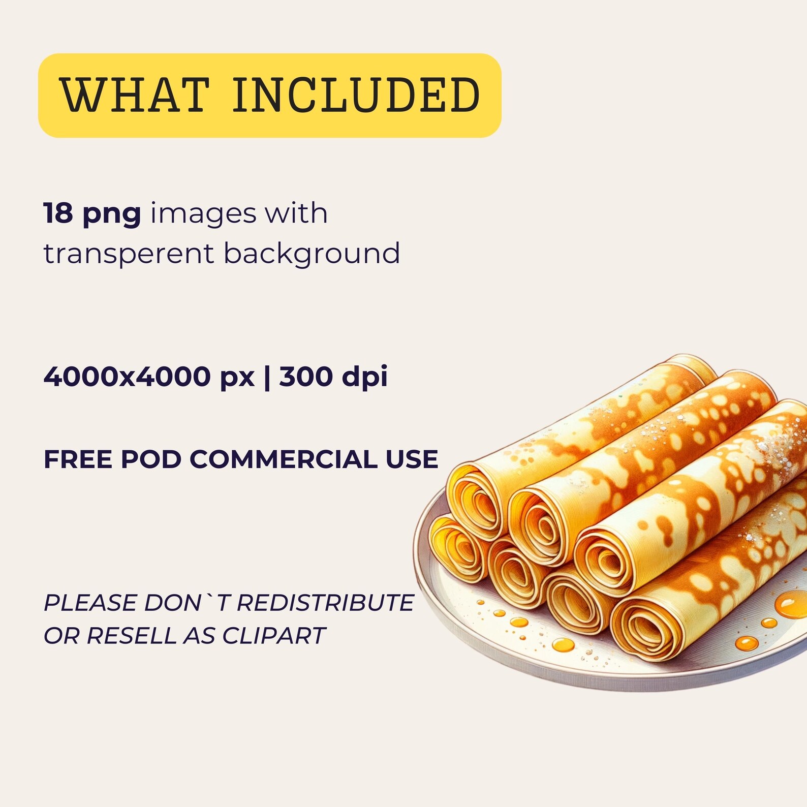 Crepe Clipart: 18 Watercolor Crepe PNG Graphics (digital Download) - Etsy