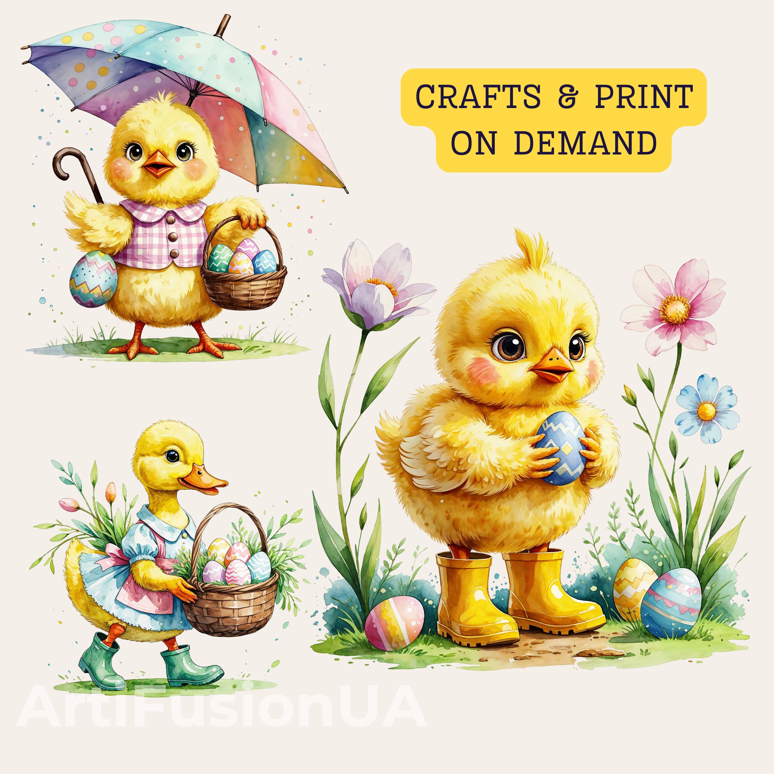 Easter Chick Clipart Pack for Craft & Sublimation, Spring Cute Duck ...