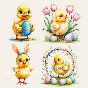 Easter Chick Clipart Pack for Craft & Sublimation, Spring Cute Duck ...