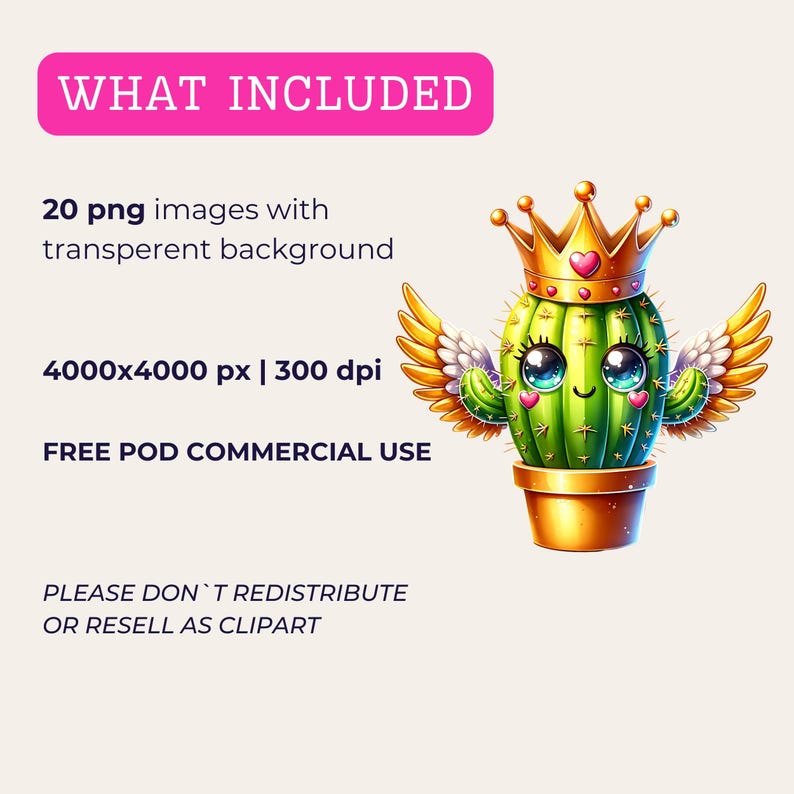 Cute Desert Cactus Clipart, Cacti Graphics in PNG, Commercial Use ...